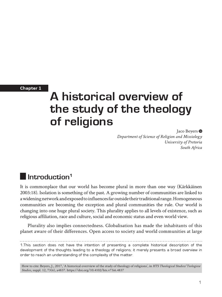 Historical Overview of The Study of The Theology of Religions | PDF ...