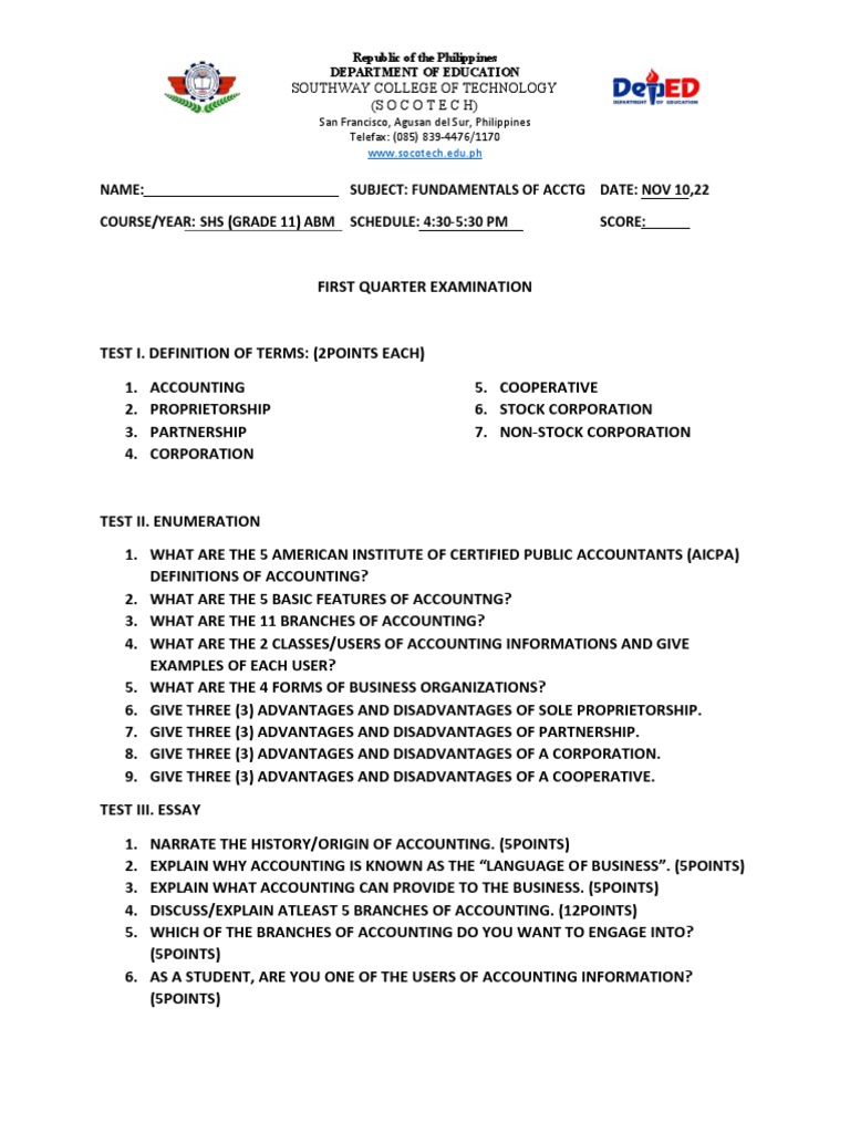 Fundamental of Acctg | PDF | Accounting | Business