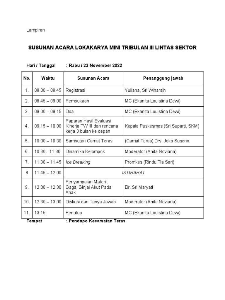 Lampiran Susunan Acara | PDF