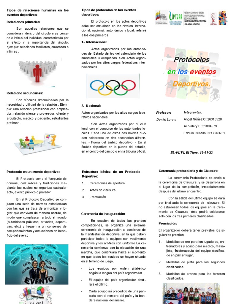 Triptico Protocolos de Eventos Deportivos | PDF
