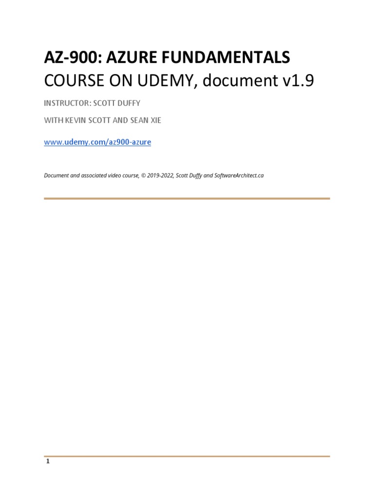 AZ 900 Official Course Study Guide v1.9 | PDF | Cloud Computing ...