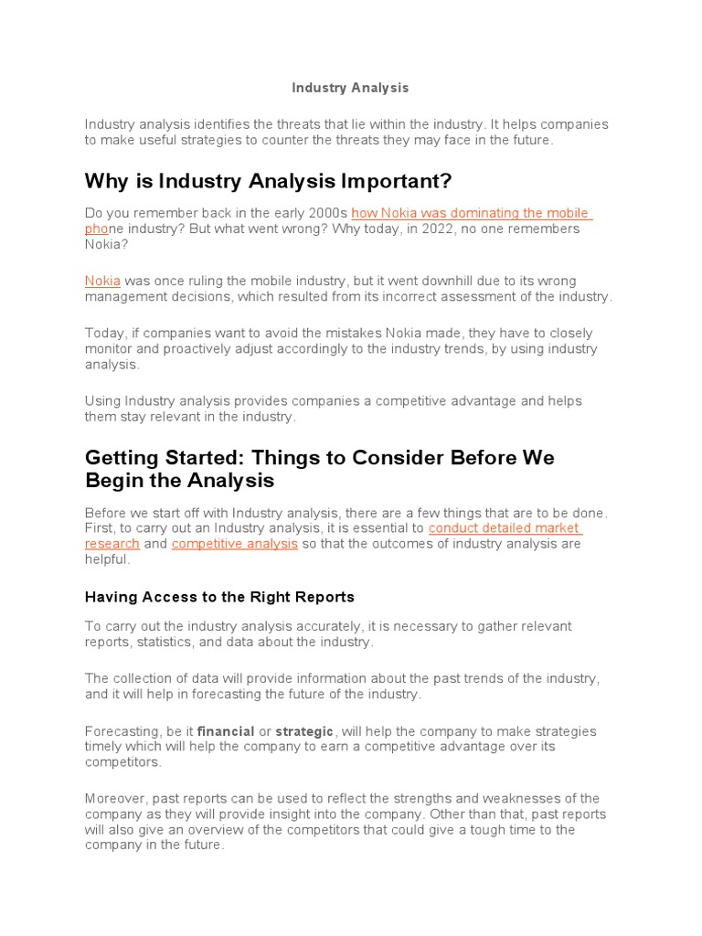 Industry Analysis | PDF | Swot Analysis | Competition