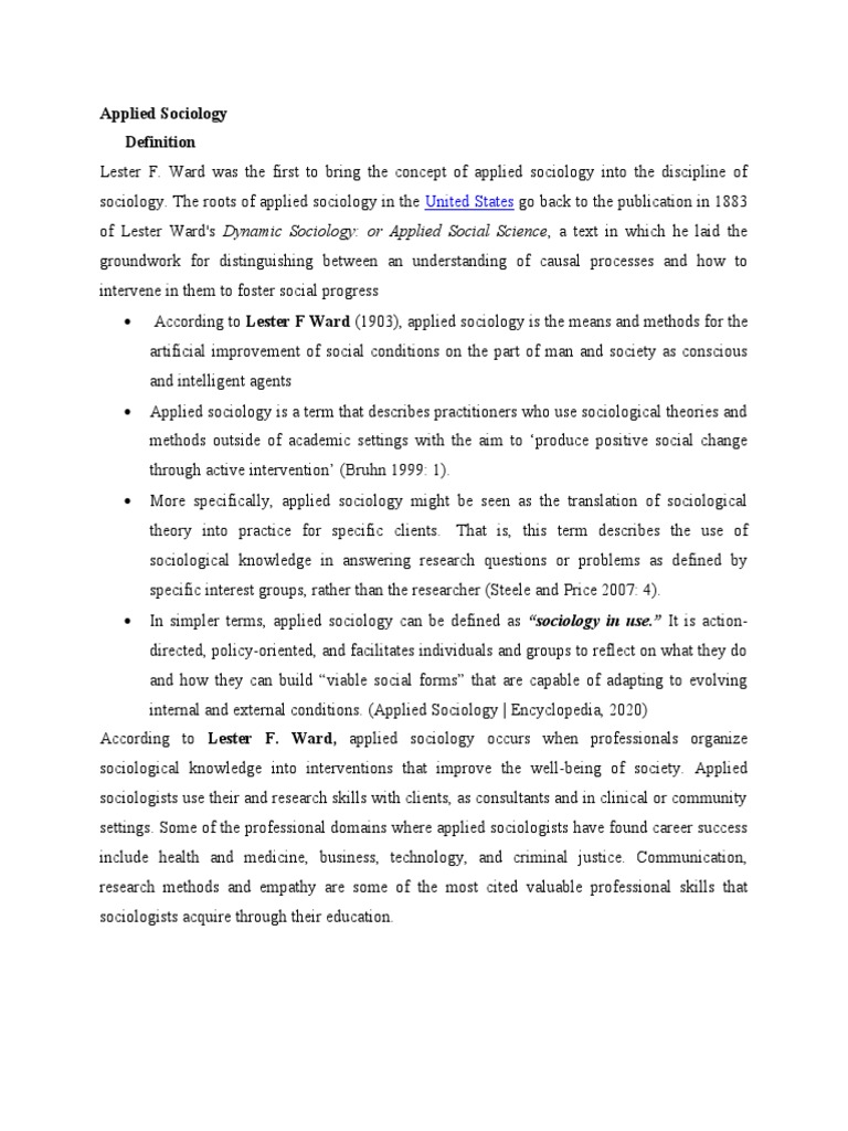 Applied Sociology | PDF | Sociology | Theory