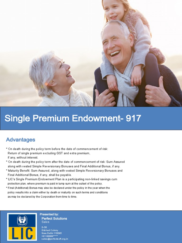 Single Premium Endowment Plan Licindiagov - in | PDF | Insurance ...