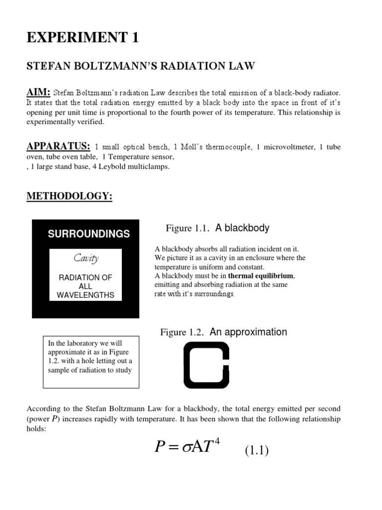 Stefan Boltzmanns Radiation Law 0 | PDF | Physical Chemistry | Applied ...