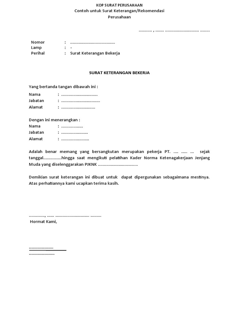 Contoh Surat Keterangan | PDF