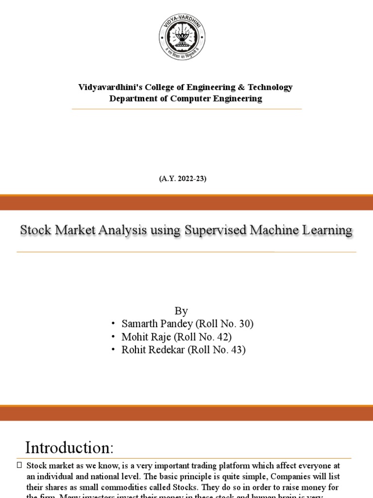 Stock Market Analysis Using Machine Learning | PDF