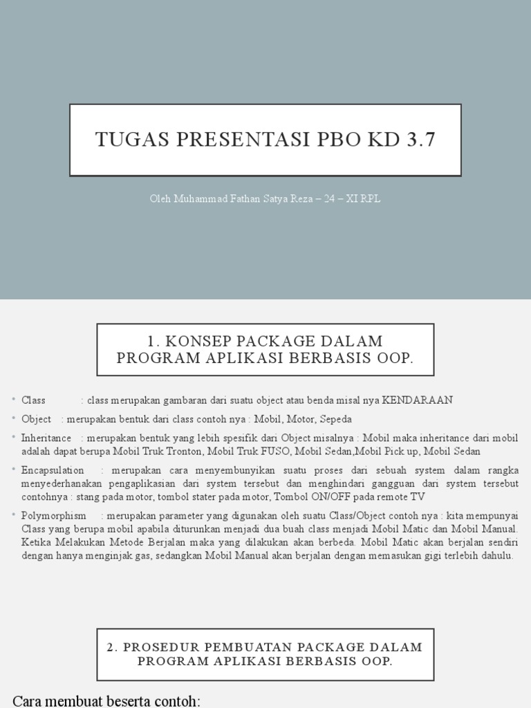 Muhammad Fathan Satya Reza - Tugas Presentasi PBO KD 3 | PDF