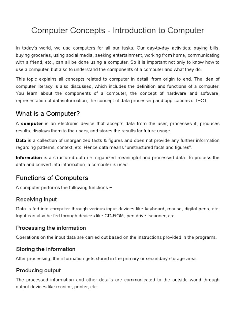 Introduction To Computer | PDF
