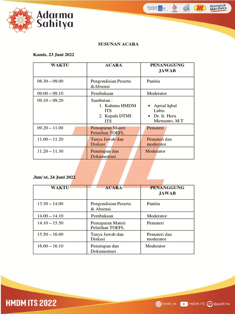 Rundown Acara dan Peraturan Pelatihan | PDF