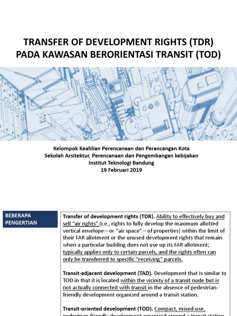 TDR Pada Kawasan TOD PDF | PDF | Transport | Urban Planning