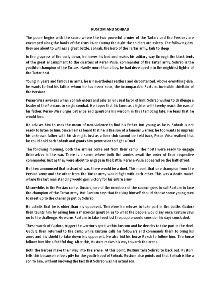 Rustom and Sohrab | PDF