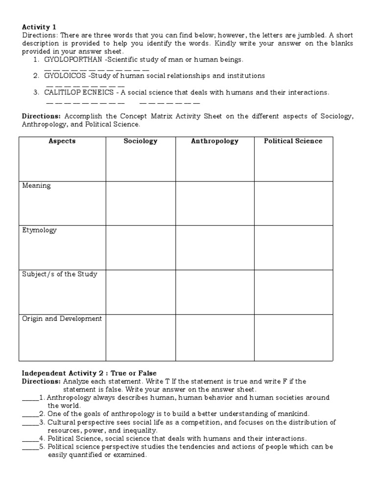 UCSP Activities For Module 1 | PDF