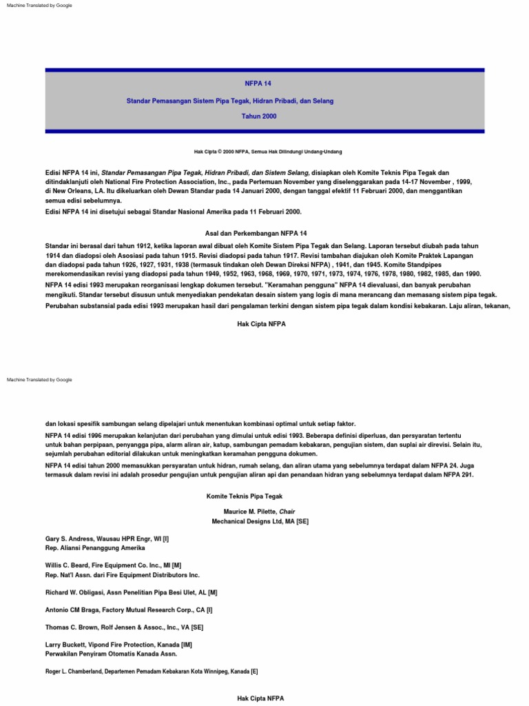 Nfpa 14 Standard For The Installation of Standpipe, Private Hydrant and ...