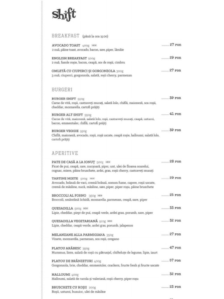 Meniu Shift Pub PDF | PDF