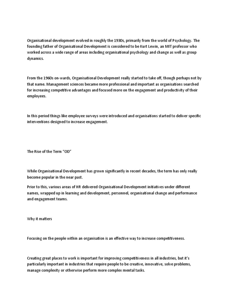 Organizational Development Report | PDF | Organization Development | Behavioural Sciences