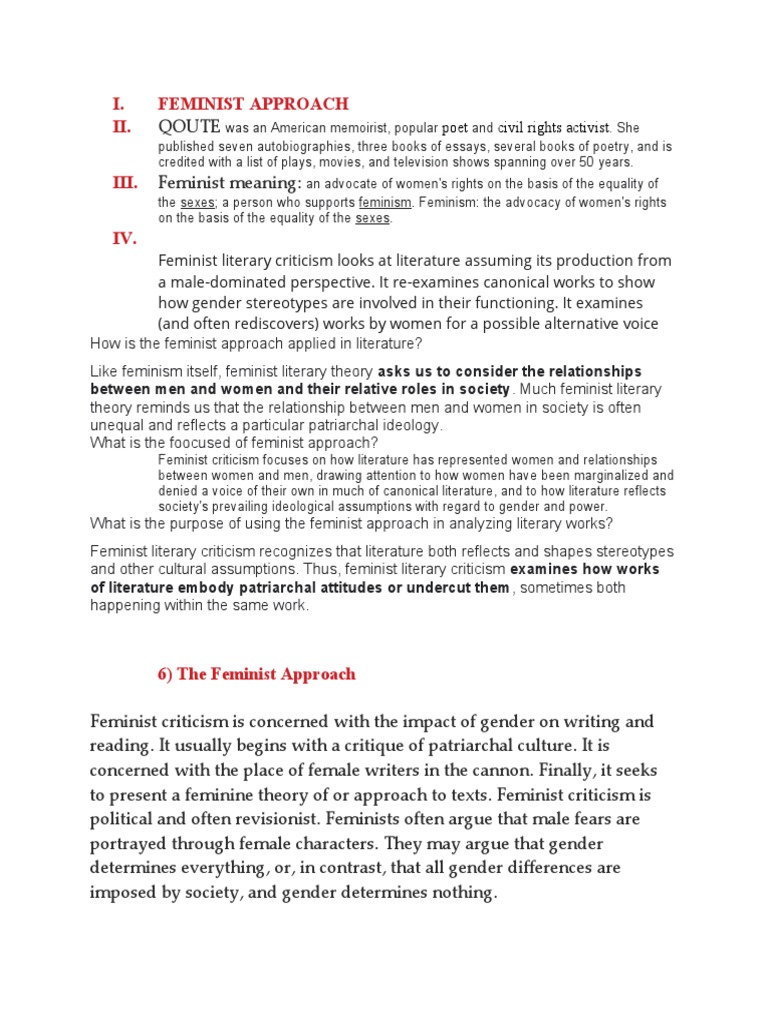 Feminist Approach | PDF | Gender Studies | Feminism