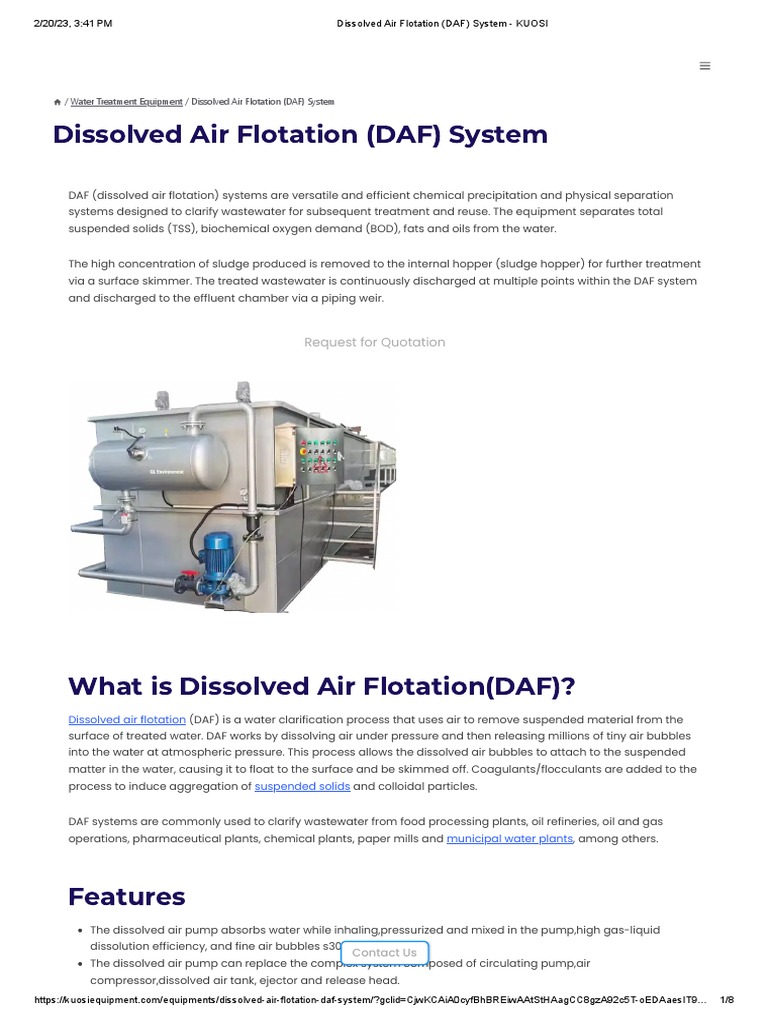 Dissolved Air Flotation (DAF) System | PDF | Sewage Treatment | Water Treatment