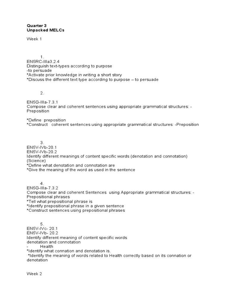 G5.Unpacked - Quarter 3 | PDF | Preposition And Postposition | Word