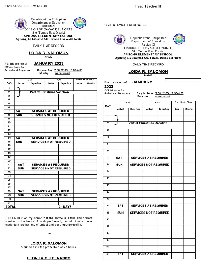 DTR January 2023 | PDF