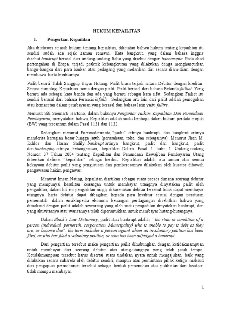 Hukum Kepailitan | PDF