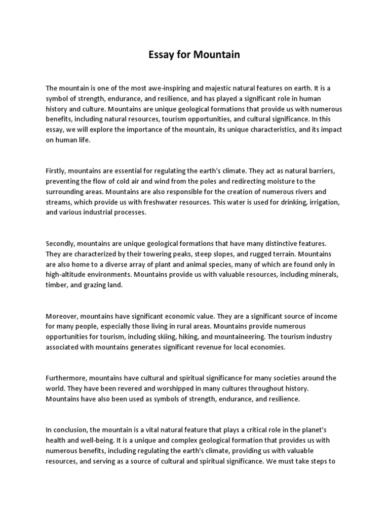 Essay For Mountain | PDF | Mountains | Resource