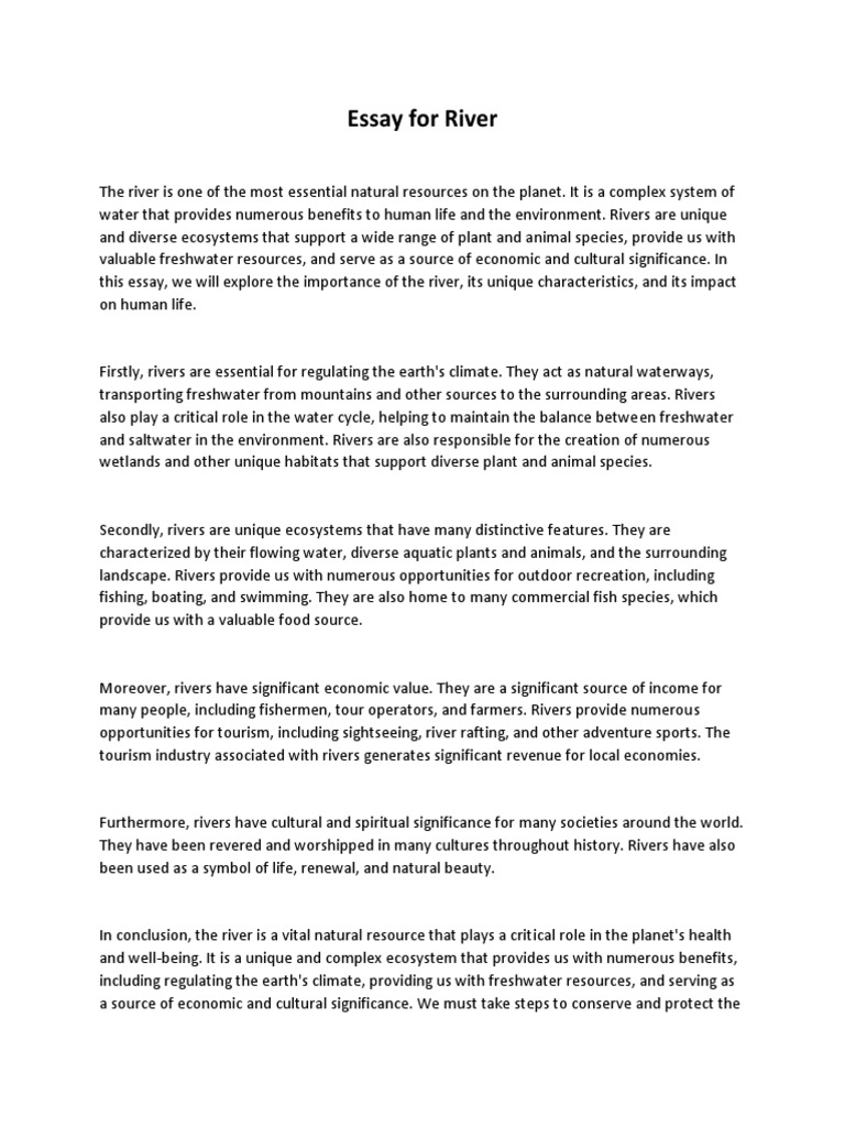 Essay For River | PDF | River | Water Resources
