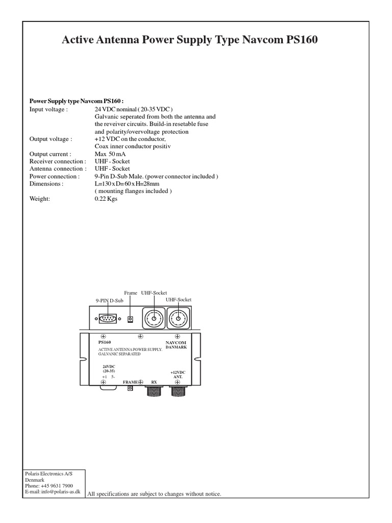 ps160 Active Antenna Power Supply Polaris | PDF