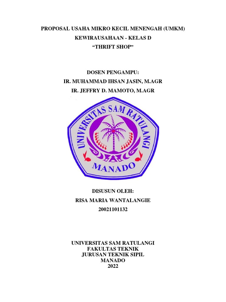 PROPOSAL UMKM - RISA M WANTALANGIE - 20021101132docx | PDF