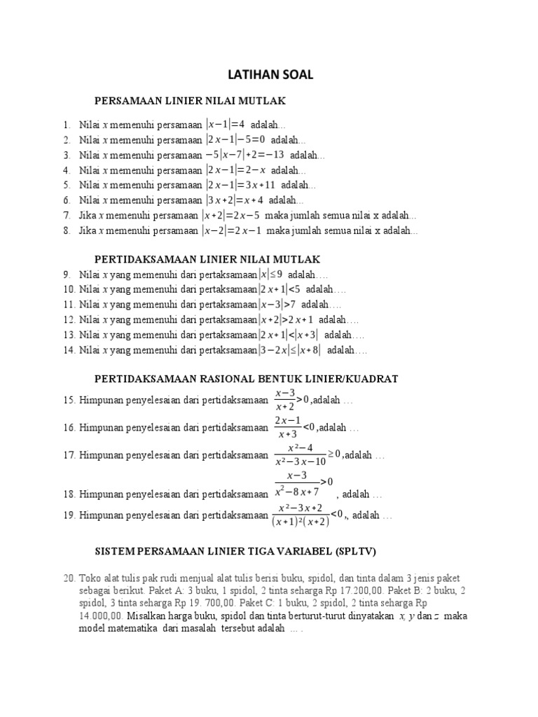 Lat Soal Us MTK Wajib | PDF