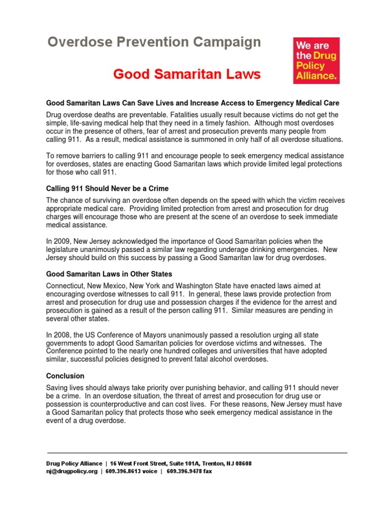 Overdose Prevention Campaign Good Sam Laws