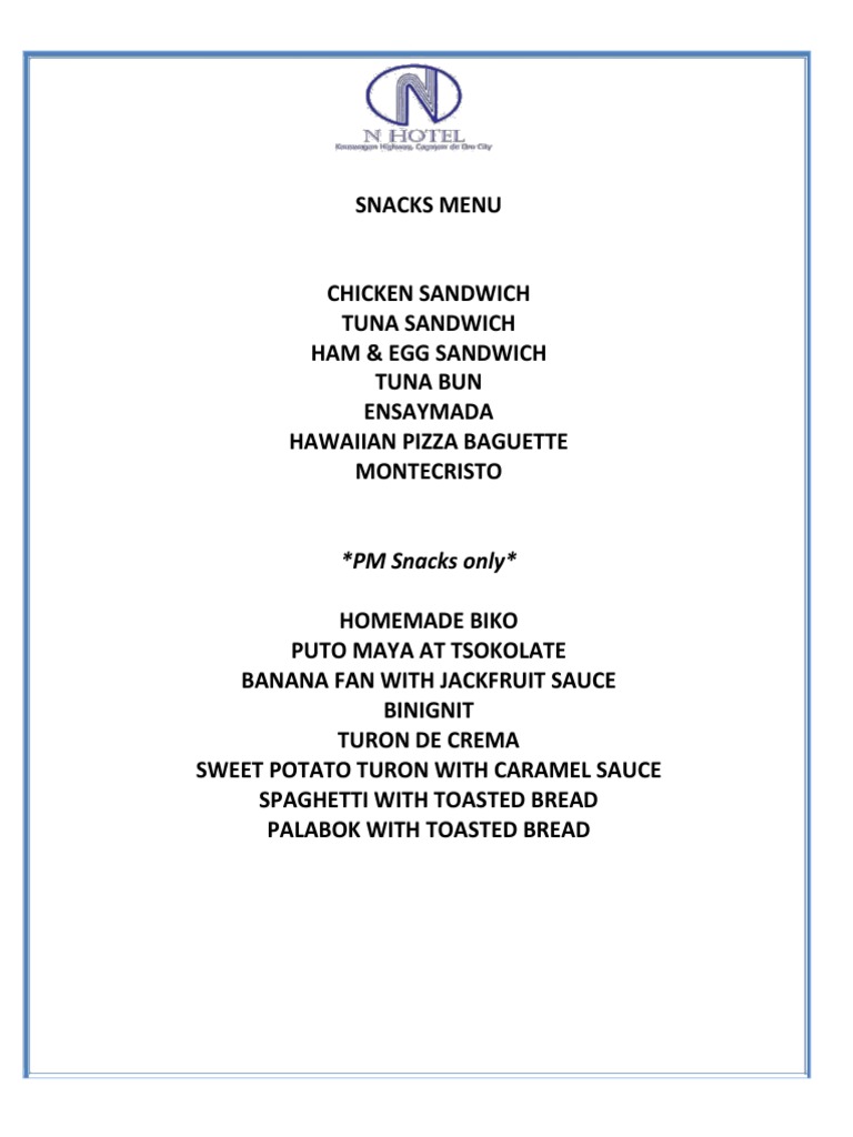 Plated AM and PM Snacks | PDF