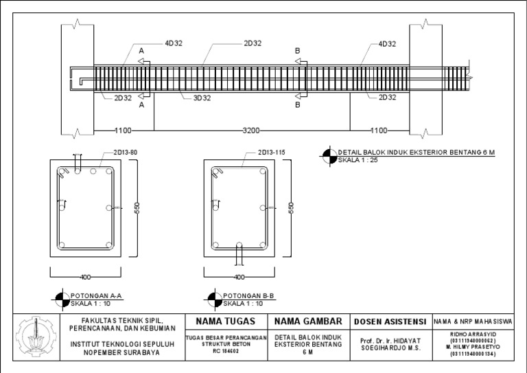 Detail Balok Eksterior 6 M | PDF