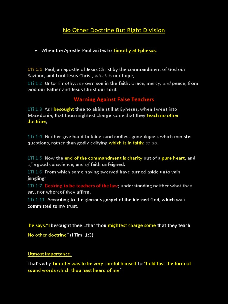 NO OTHER Doctrine But Right Division | PDF | Paul The Apostle | Jesus