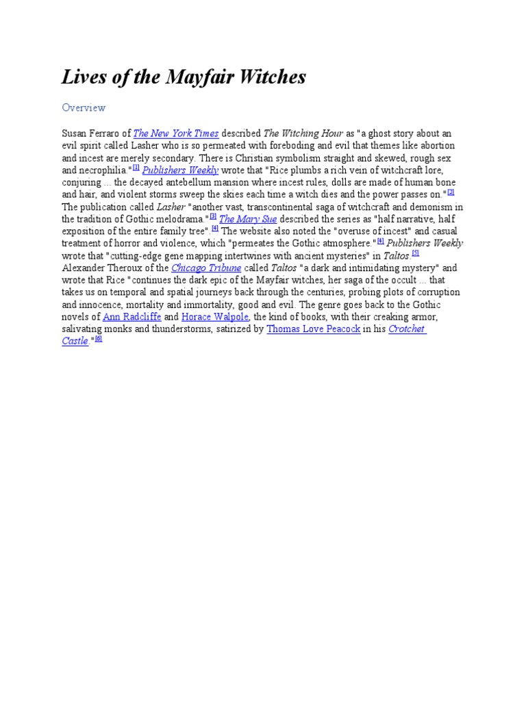 Lives of The Mayfair Witches OVERVIEW | PDF