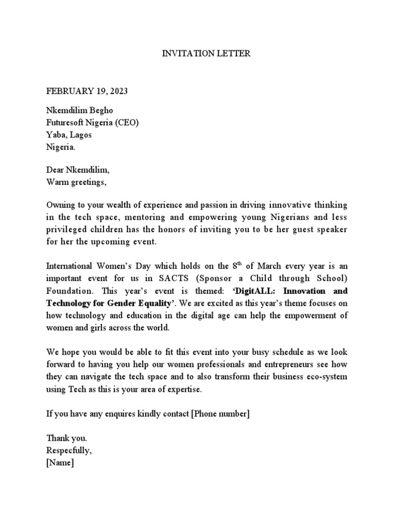 Invitation Letter | PDF