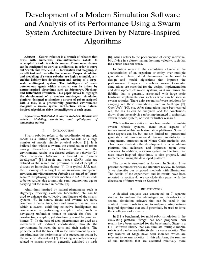 RAAICON Swarm Robotics 2021 Conference Paper - Ishraq Hasan | PDF | Simulation | Robotics