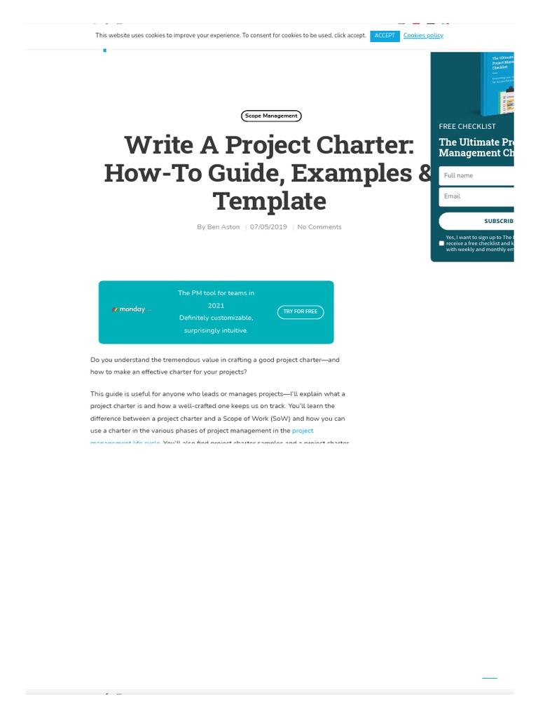 Write A Project Charter - How-To Guide, Examples & Template - The Digital Project Manager | PDF ...