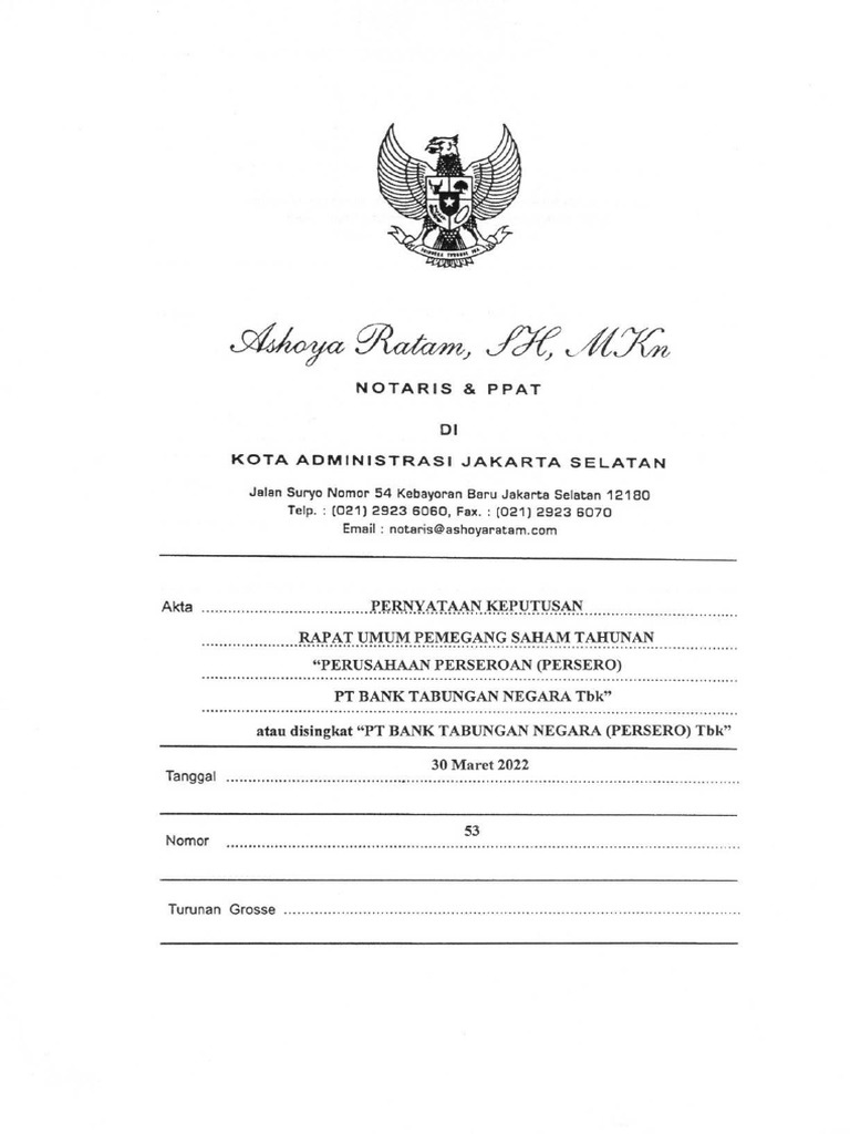 Akta RUPST No. 53 TGL 30 Mar 2022 | PDF