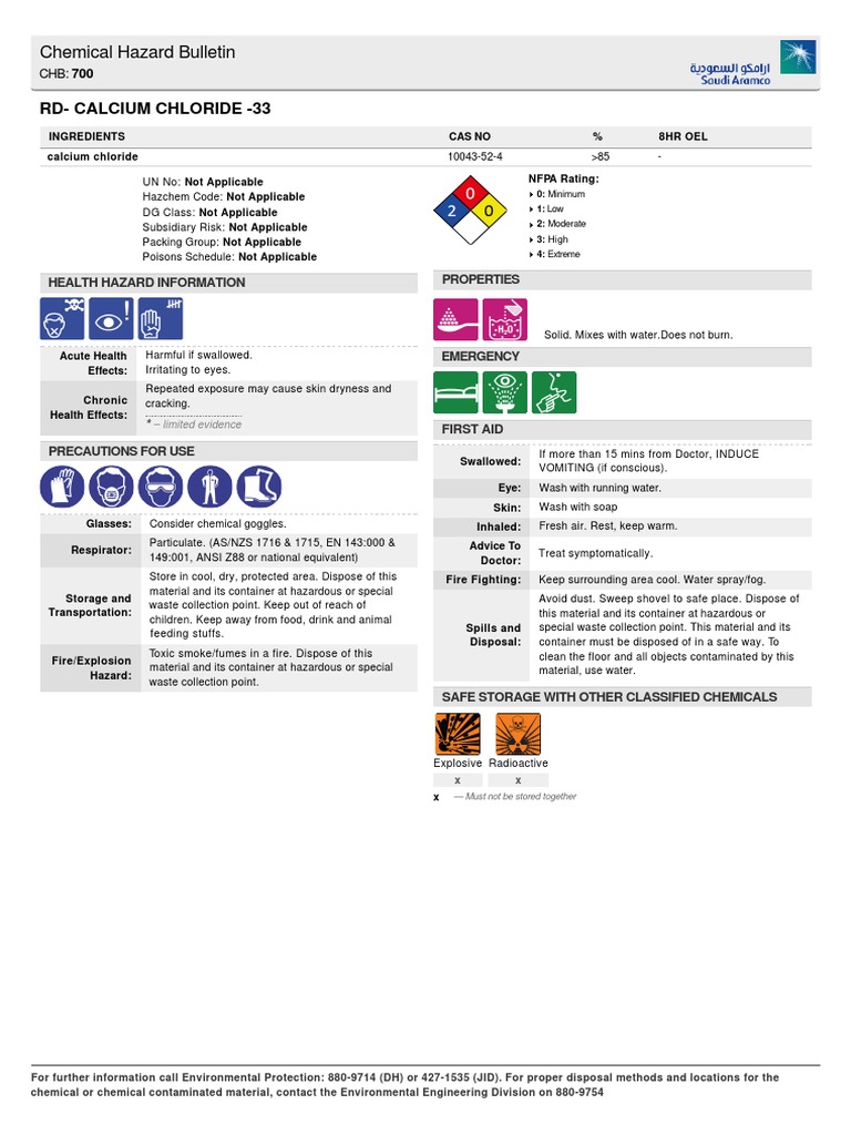 3-700 - Calcium Chloride Eng PDF | PDF | Hazards | Waste