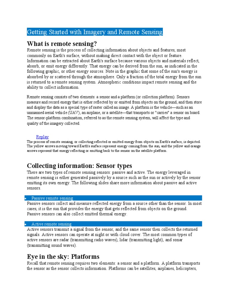 Getting Started With Imagery and Remote Sensing | PDF | Image Resolution | Electromagnetic Radiation