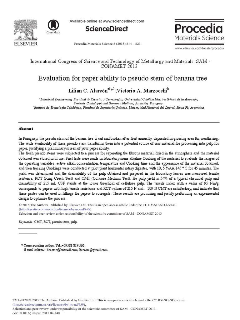 Evaluation For Paper Ability To Pseudo Stem of Banana Tree PDF | PDF ...