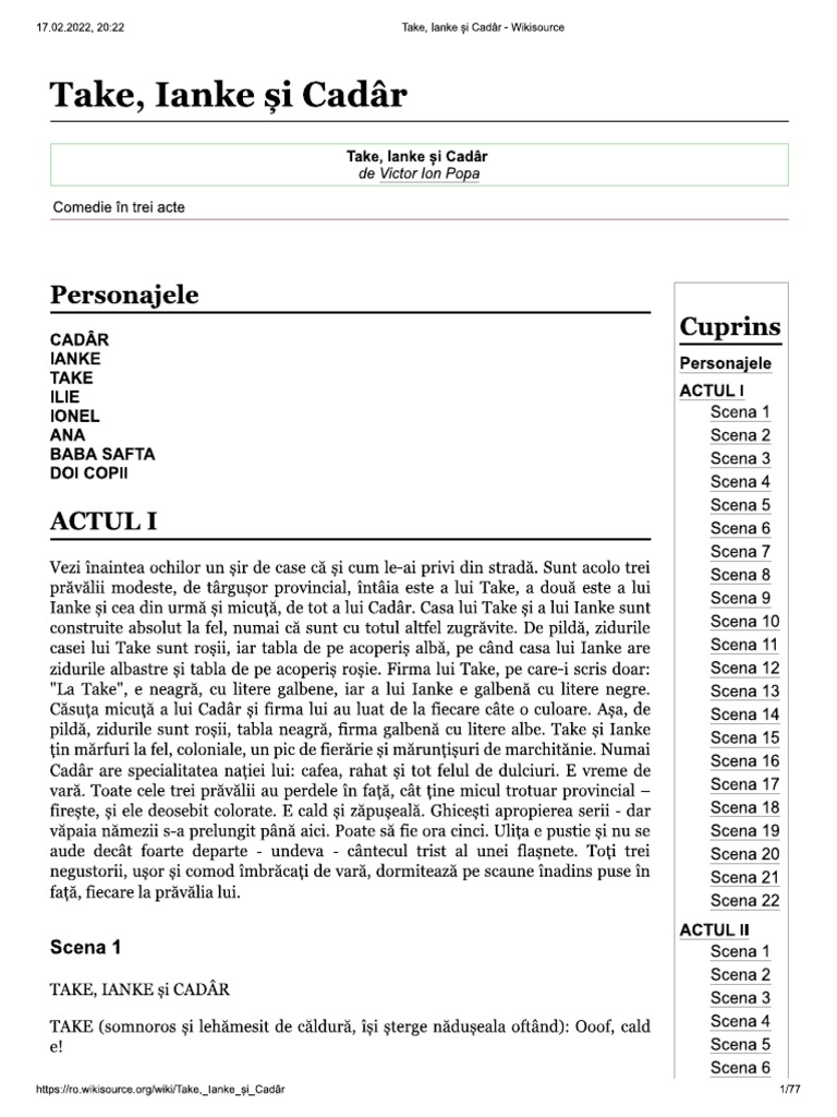 Take, Ianke - I Cadâr - Wikisource PDF | PDF | Abstract Strategy Games