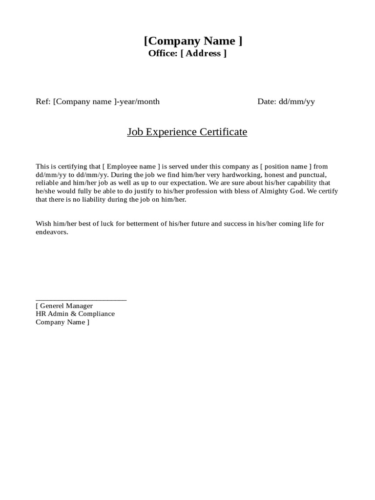 Sample Experience Letter 4 | PDF