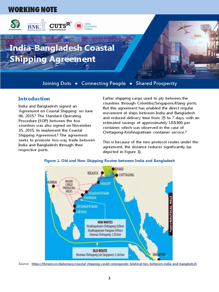 Working Note India Bangladesh Coastal Shipping Agreement | PDF | Port ...