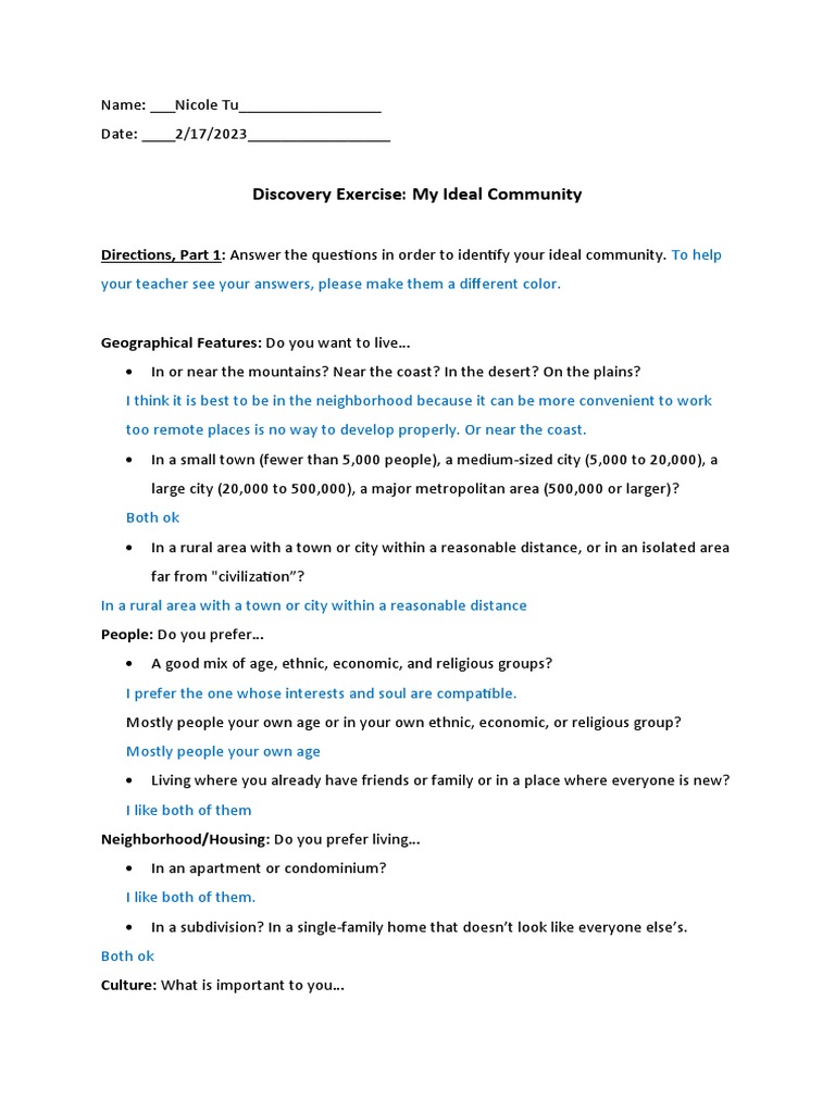 (CH 3) My Ideal Community | PDF