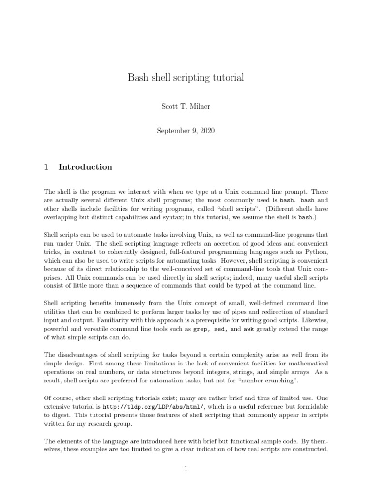 Bash Tutorial PDF | PDF | Scripting Language | Shell (Computing) Bash Tutorial PDF | PDF | Scripting Language | Shell (Computing)