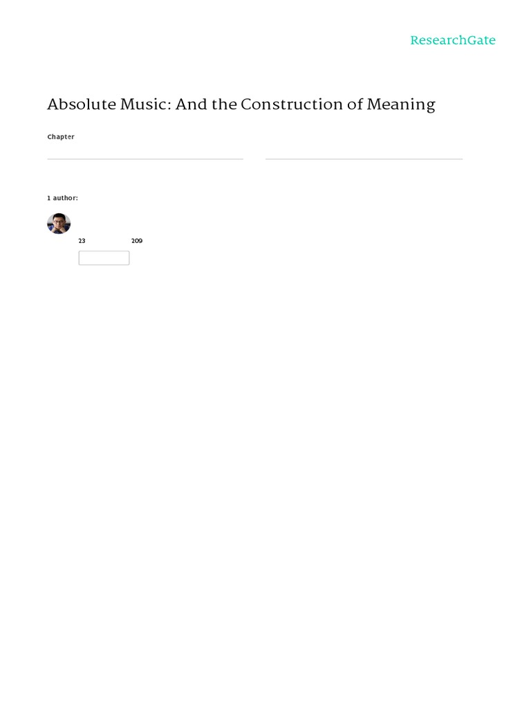 Absolute Music and The Construction of Meaning PDF | PDF | Discourse