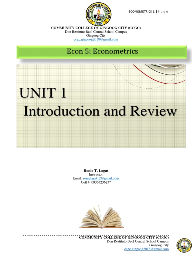 Econometrics Lecture and Laboratory Module 1.1 | PDF | Econometrics | Statistics