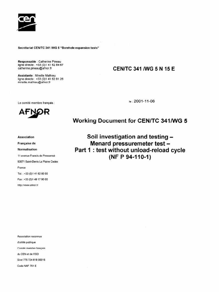 Norma NF P94 110 1 - Anglais | PDF | Foreign Language Studies